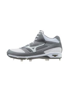 mizuno mens mizuno dominant mid grey/white baseball shoe, grey/white, 11.5 d us