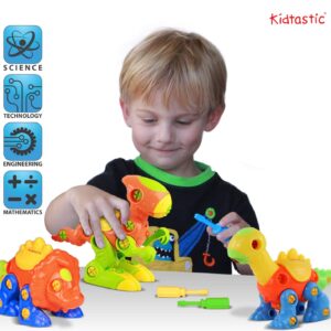 Kidtastic Dinosaur Toys, 106 pcs Take Apart Stem Learning Toys with Screwdriver, Ages 3-6 Year Kids Birthday Gift, Fun Construction for Boys and Girls - Build a Dinosaur, 3 yr Old Toddler Toys