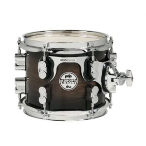 dw concept exotic series walnut to charcoal burst, suspended tom 8 x 7 in.