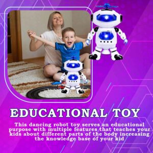 Toysery Walking Robot Toys for Kids - 360° Body Spinning Dancing Robot Toy with LED Lights Flashing and Music, Smart Interactive Electronic Kids Robot Toy, Baby Walking Toy for Toddler Boys and Girls