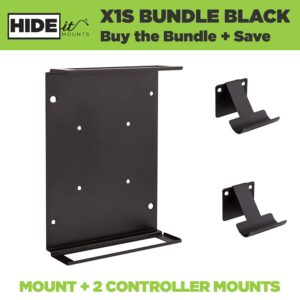 HIDEit Mounts X1S Black Bundle, Wall Mount for Xbox One S and Two Controller Wall Mounts to Safely Store Your Xbox One S and Xbox Controllers Near or Behind TV