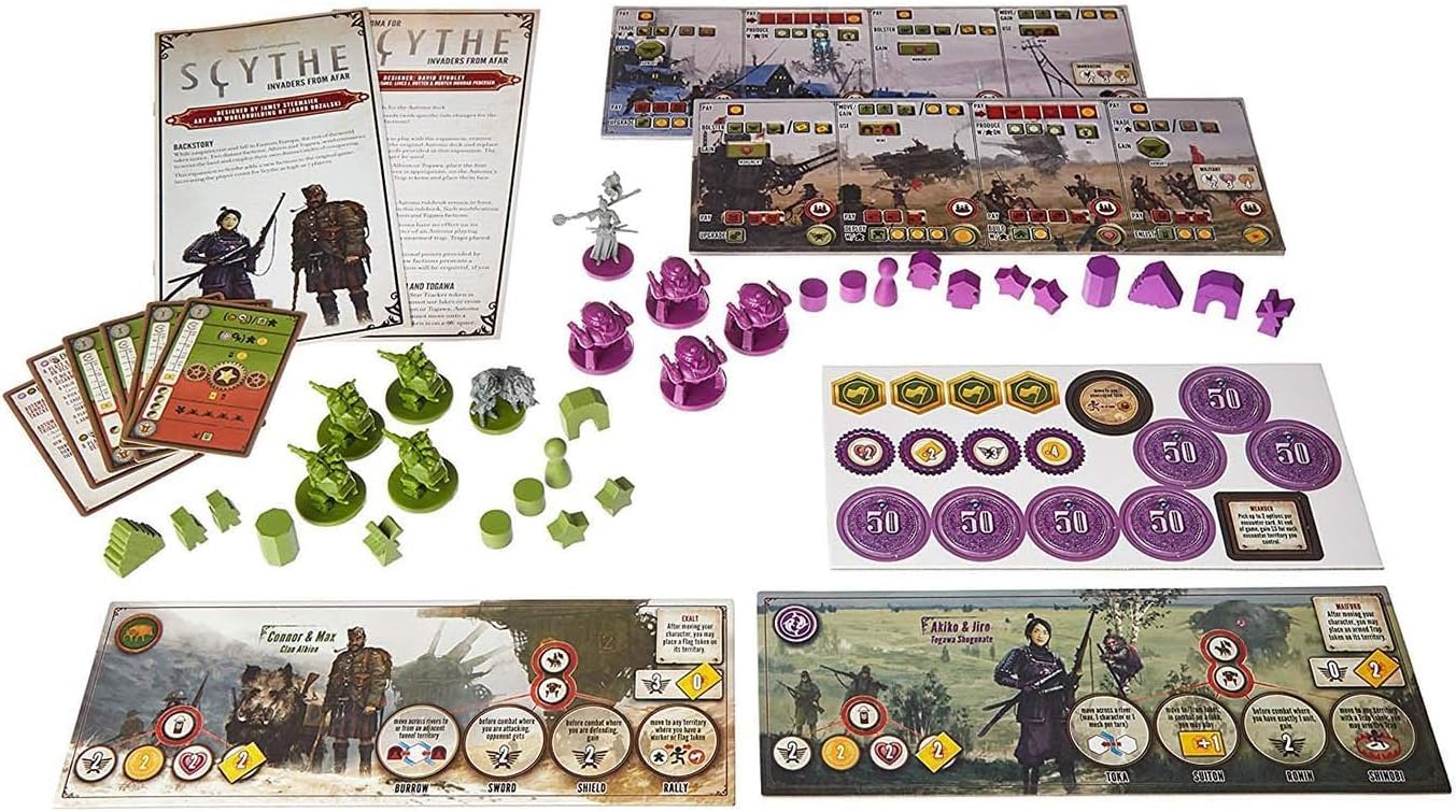 Stonemaier Games: Scythe: Invaders from Afar Expansion | Add 2 New Factions to Scythe (Base Game) | Increase Scythe Player Count to 7 | 1-7 Players, 140 Mins, Ages 14+