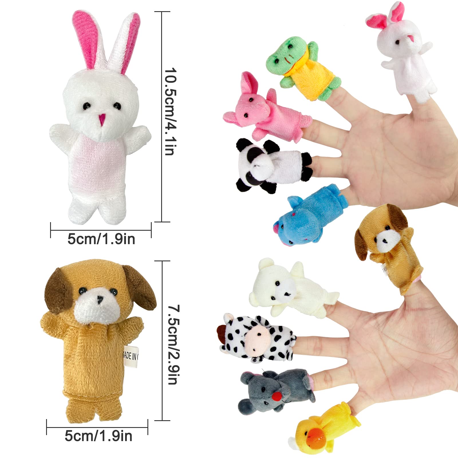 22 pcs Plush Animals Finger Puppet Toys - Mini Plush Figures Toy Assortment for Kids, Soft Hands Finger Puppets Game for Autistic Children, Great Family Parents Talking Story Set