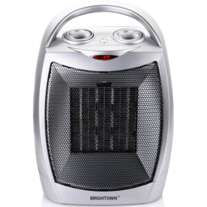 700w/1500w ceramic space heater with adjustable thermostat, portable electric heater fan with overheat protection and tip-over protection for office home bedroom