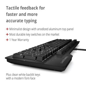 Das Keyboard Prime 13 Backlit Wired Mechanical Keyboard, Cherry MX Brown Mechanical Switches, Clean White LED Backlit Keys, USB Pass-Through, Aluminum Top Panel (104 Keys, Black)