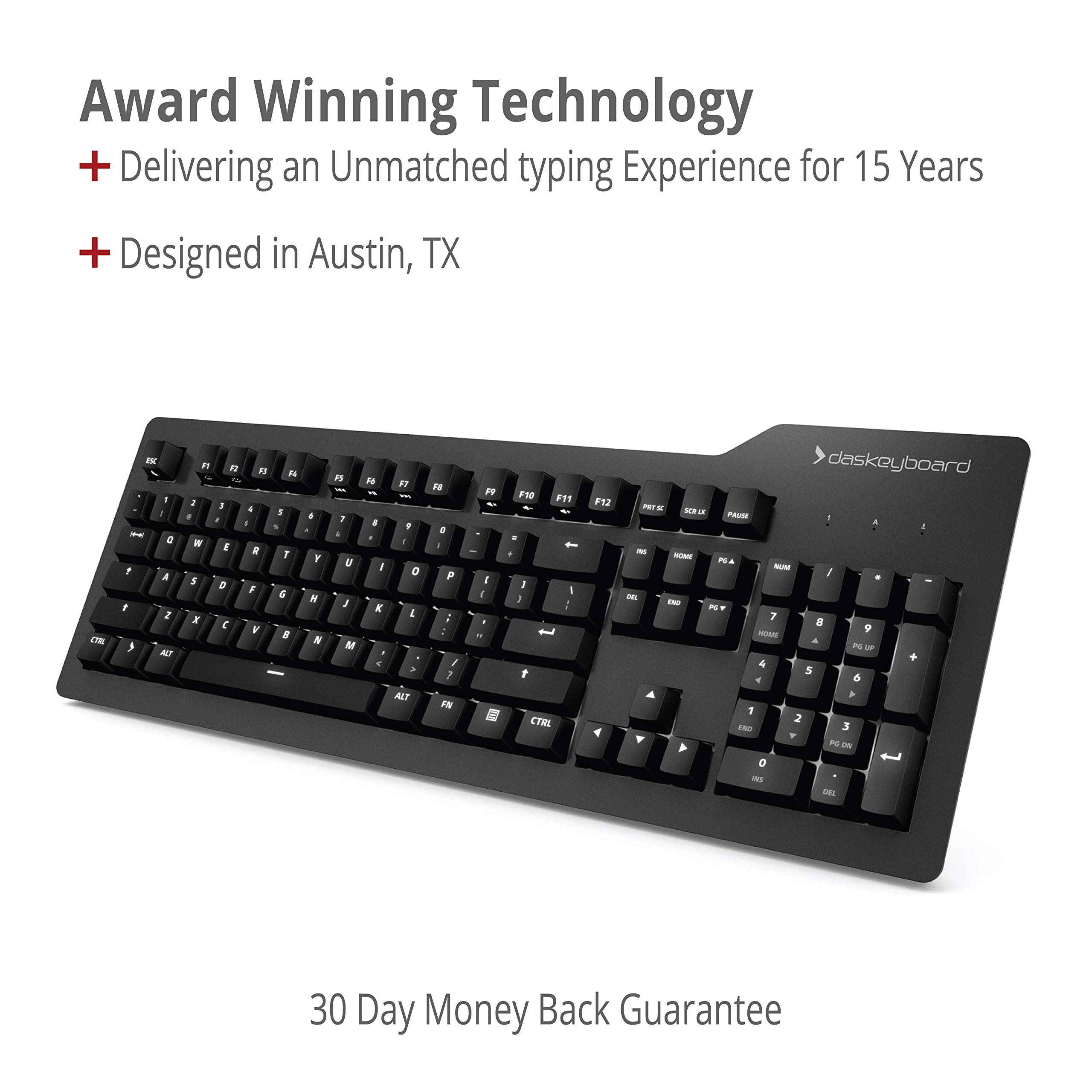 Das Keyboard Prime 13 Backlit Wired Mechanical Keyboard, Cherry MX Brown Mechanical Switches, Clean White LED Backlit Keys, USB Pass-Through, Aluminum Top Panel (104 Keys, Black)