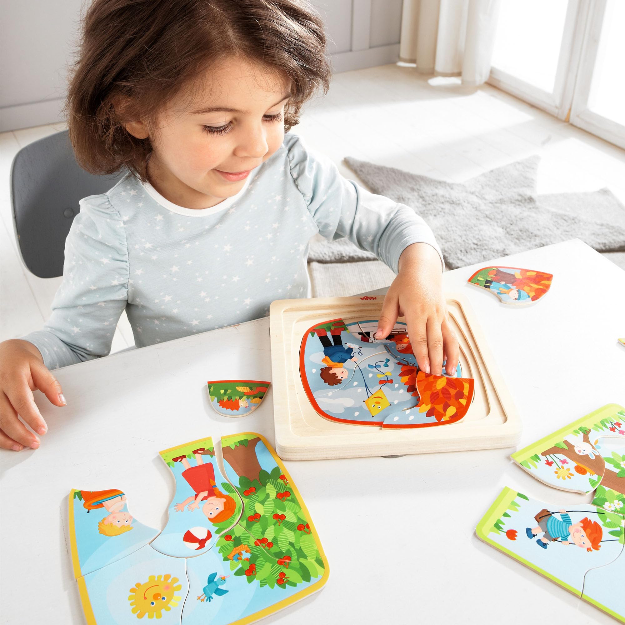 HABA Wooden Puzzle My time of Year with Four Layers - One for Each Season - 22 Pieces in All - Ages 3 and Up