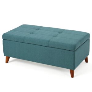 christopher knight home harper fabric storage ottoman, teal