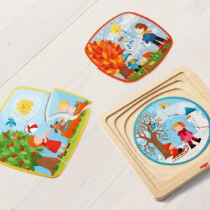 HABA Wooden Puzzle My time of Year with Four Layers - One for Each Season - 22 Pieces in All - Ages 3 and Up