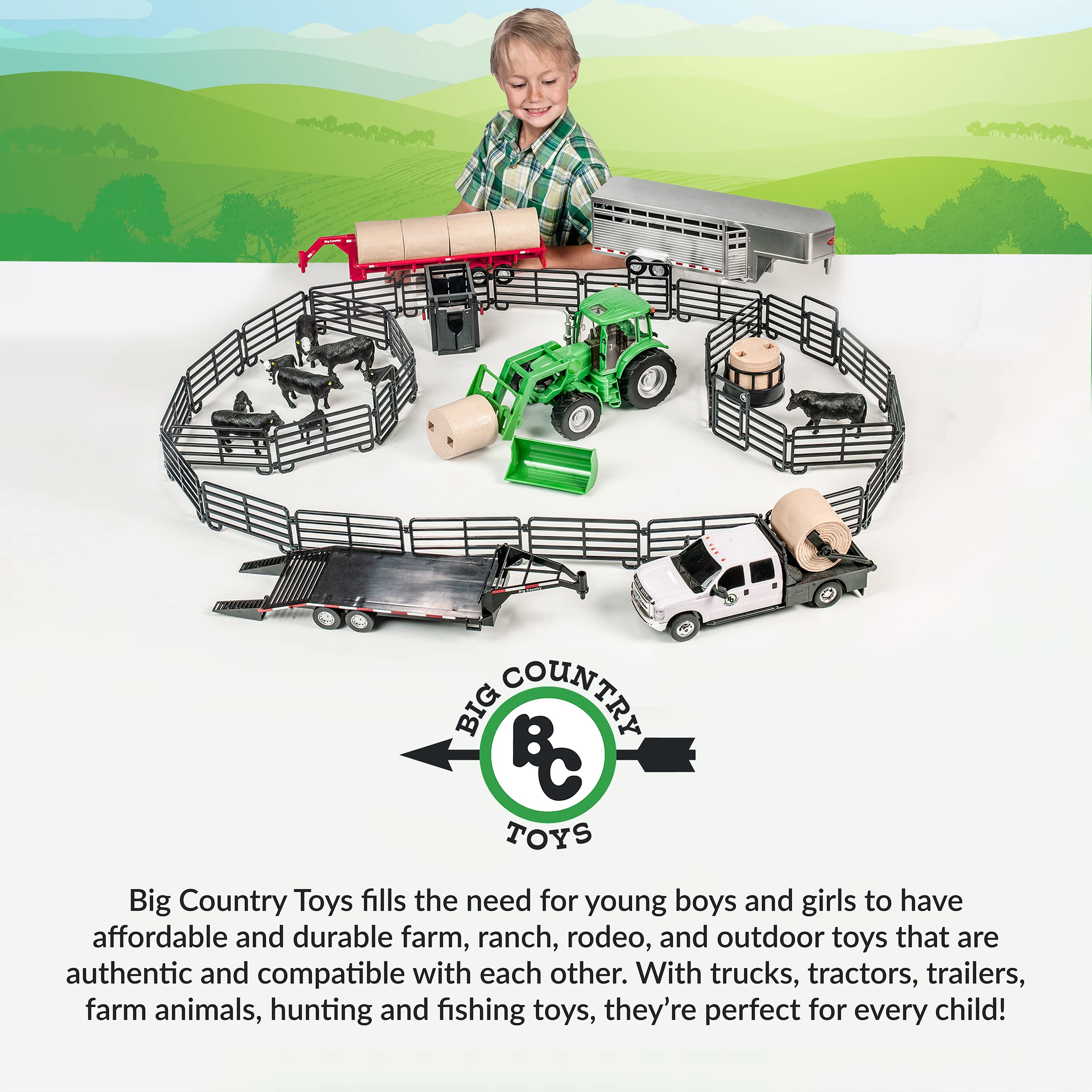 Big Country Toys Realistic Ram Truck Toy & Trailer Hitch, 1:20 Scale Farm Toys for 3 Year Old Boys…