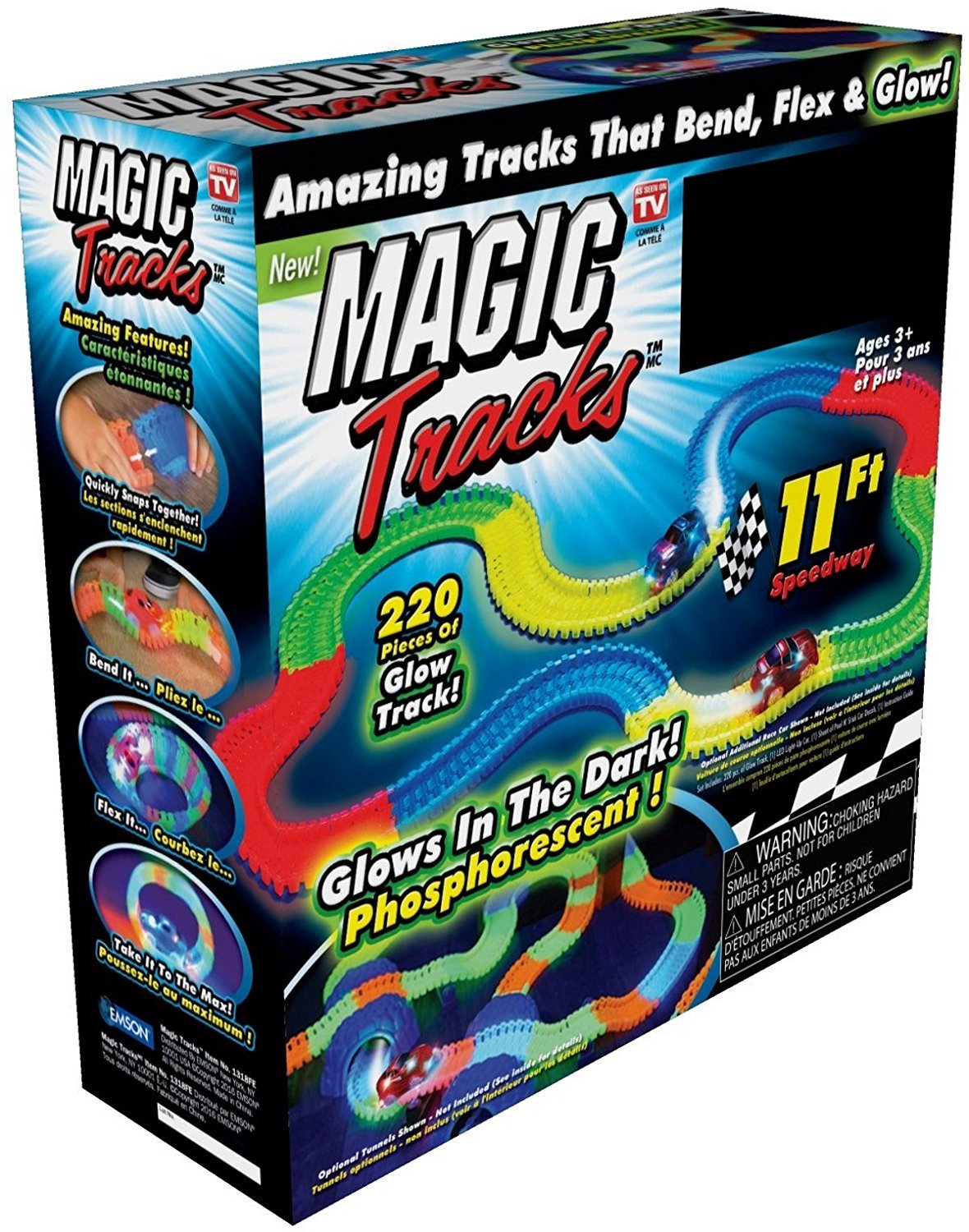 Ontel Magic Tracks The Amazing Racetrack That Can Bend, Flex and Glow - As Seen On TV Multicolor, 11'