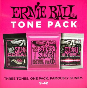 ernie ball super slinky electric tone pack guitar strings, 9-42 gauge (p03333)