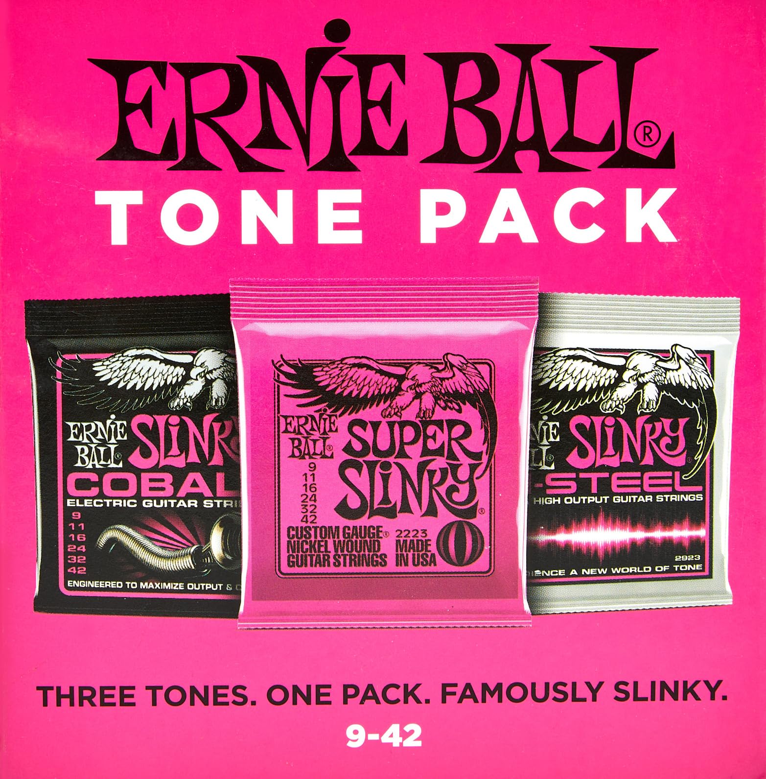 Ernie Ball Super Slinky Electric Tone Pack Guitar Strings, 9-42 Gauge (P03333)