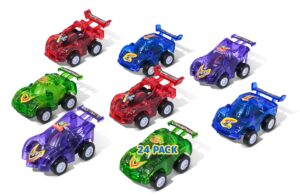 big mo's toys mini cars- party pack assorted pull back friction racing cars vehicles set fun gift party favors for kids bulk pack of 24