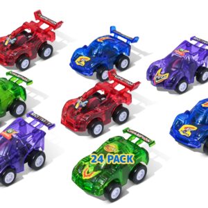 Big Mo's Toys Mini Cars- Party Pack Assorted Pull Back Friction Racing Cars Vehicles Set Fun Gift Party Favors for Kids Bulk Pack of 24