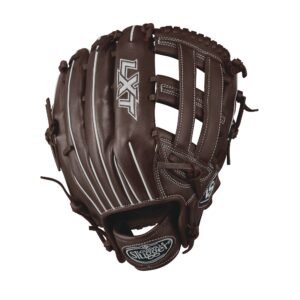 louisville slugger lxt outfield softball gloves, right hand, 12.5", dark brown/white