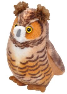 wild republic audubon birds great horned owl with authentic bird sound, stuffed animal, bird toys for kids and birders