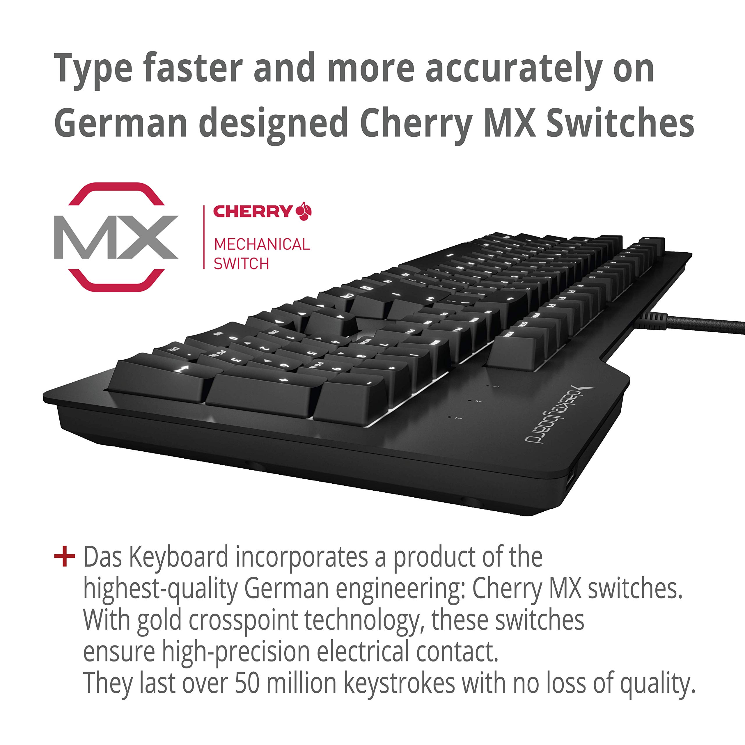 Das Keyboard Prime 13 Backlit Wired Mechanical Keyboard, Cherry MX Brown Mechanical Switches, Clean White LED Backlit Keys, USB Pass-Through, Aluminum Top Panel (104 Keys, Black)