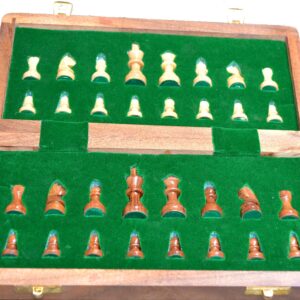 ChessBazar 10x10” Chess Set Chess Set with Bag - Folding Standard Magnetic Travel Chess Board Game Handmade in Fine Rosewood with Storage for Chessmen