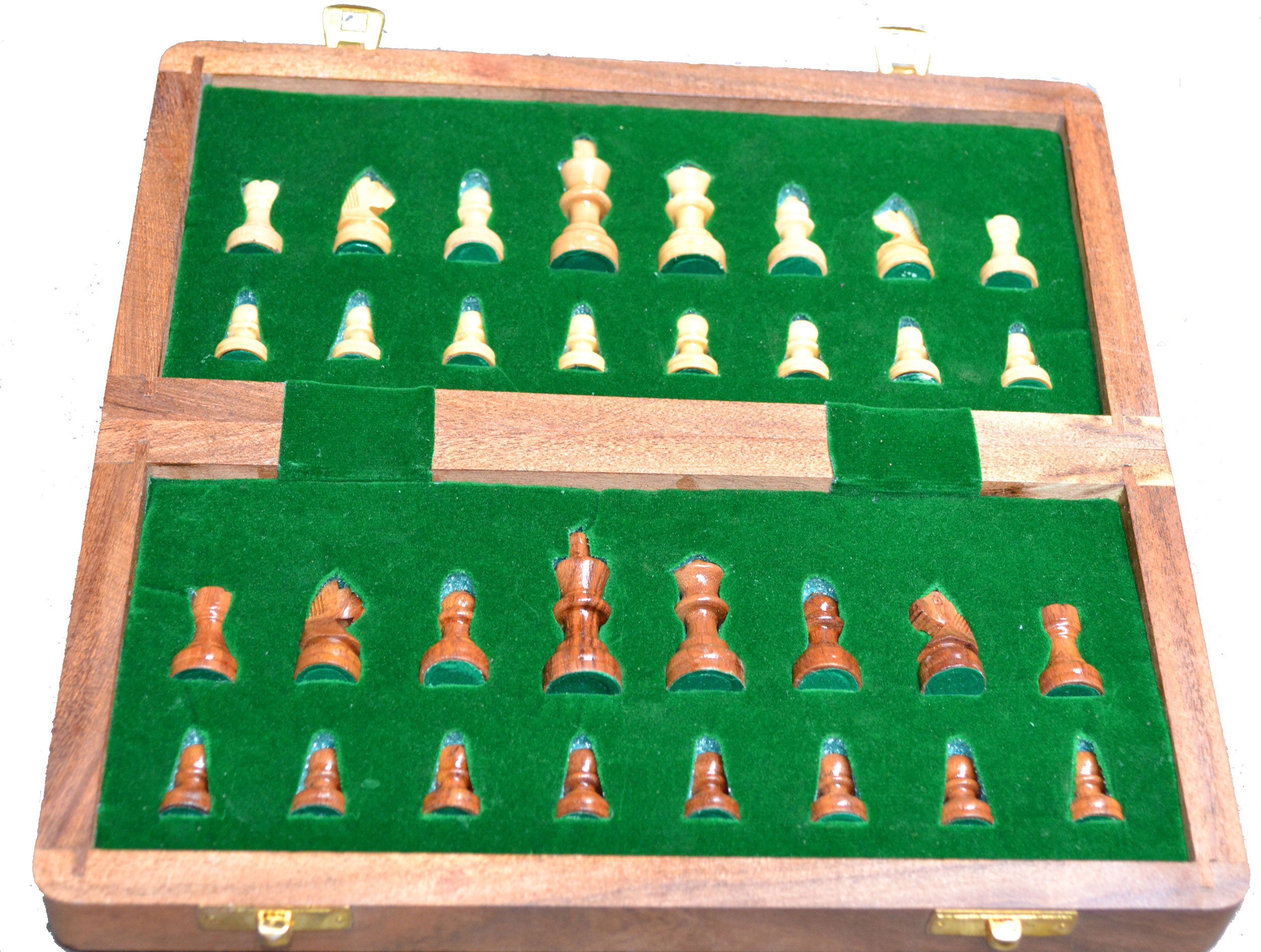 ChessBazar 10x10” Chess Set Chess Set with Bag - Folding Standard Magnetic Travel Chess Board Game Handmade in Fine Rosewood with Storage for Chessmen