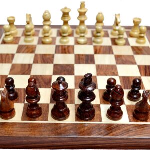 ChessBazar 10x10” Chess Set Chess Set with Bag - Folding Standard Magnetic Travel Chess Board Game Handmade in Fine Rosewood with Storage for Chessmen