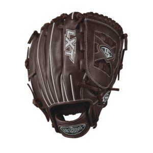 louisville slugger lxt pitcher softball gloves, right hand, 12", dark brown/white