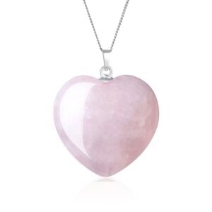 creative club 1pc you are my only love real natural pink rose quartz gemstone large heart pendant necklace healing reiki chakras energy rock 18 inch stainless steel surgical jewelry ggp8-5