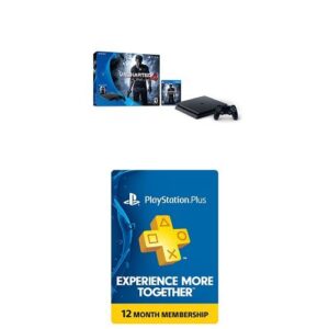 playstation 4 slim 500gb uncharted 4 bundle + 12 month playstation plus membership