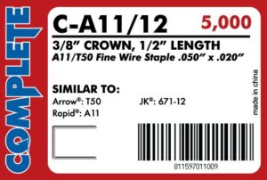 20 gauge, 3/8" crown fine wire staple, for rapid r11 hammer tacker (20 boxes per case) - axxis-c-a11-12