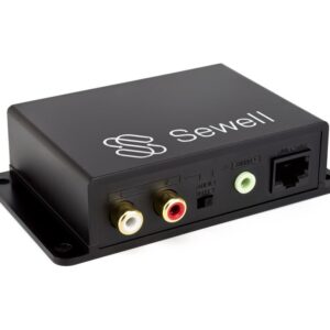 Sewell Sound Link Audio over single cat5e or cat6, 3.5mm or RCA, 600m or 2000 ft, bi-directional, up to two inputs/outputs Black