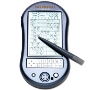 bits and pieces - deluxe sudoku handheld game - electronic pocket size sudoku game, led screen, great gift - measures 2-3/4" wide x 4-3/4" long x 3/4" deep