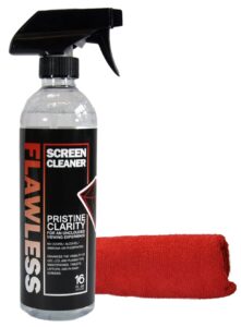 flawless screen cleaner spray with microfiber cleaning cloth for lcd, led displays on computer, tv, ipad, tablet, phone, and more (single)