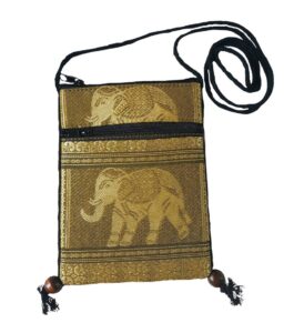 btp hmong bag hill tribal elephant mini crossbody single shoulder bag cellphone case passport holder & travel pouch (plum cp5)