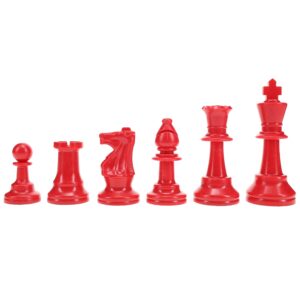 we games color bright plastic staunton tournament chess pieces with 3.75 in. king - half chess set of chess pieces only, red