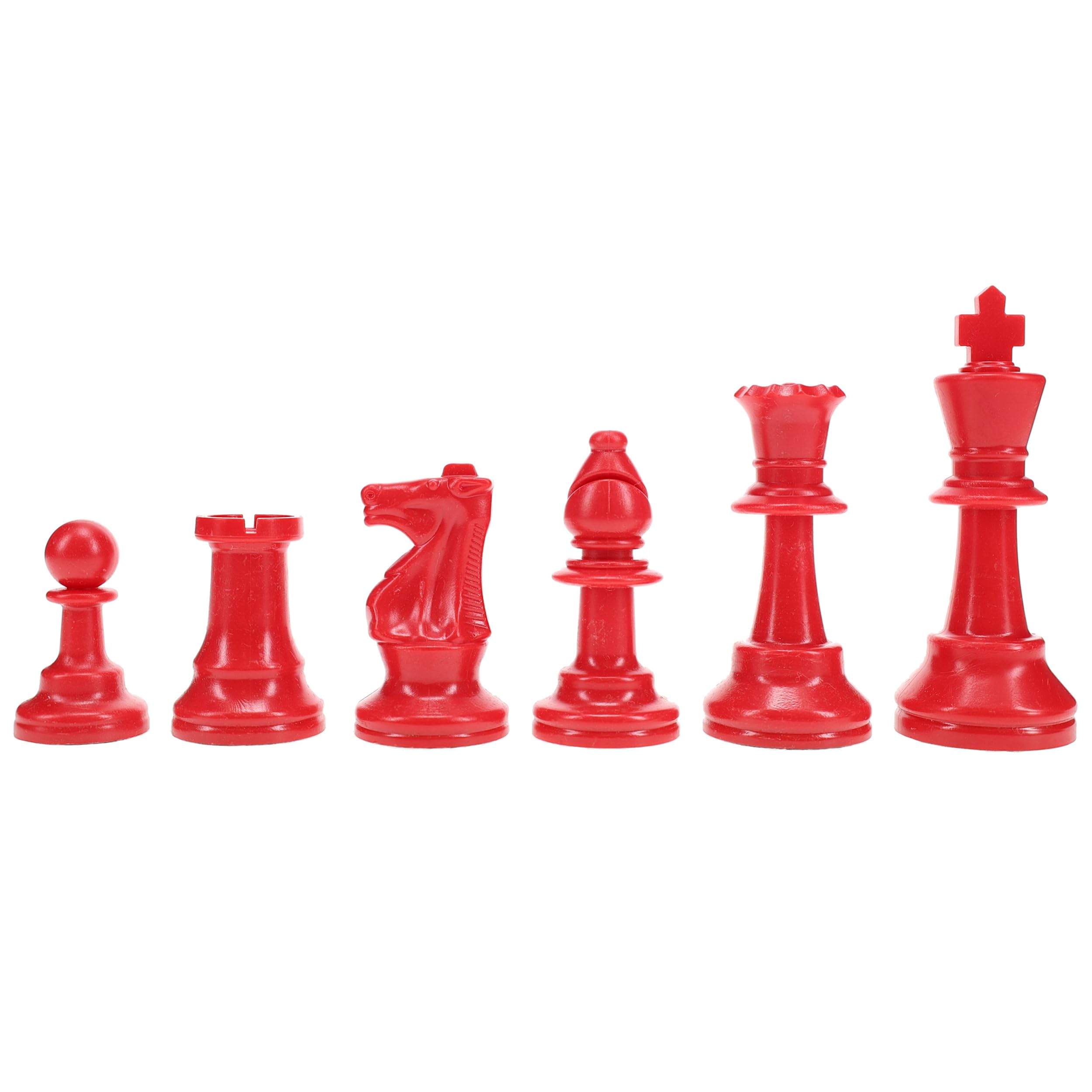 WE Games Color Bright Plastic Staunton Tournament Chess Pieces with 3.75 in. King - Half Chess Set of Chess Pieces Only, Red