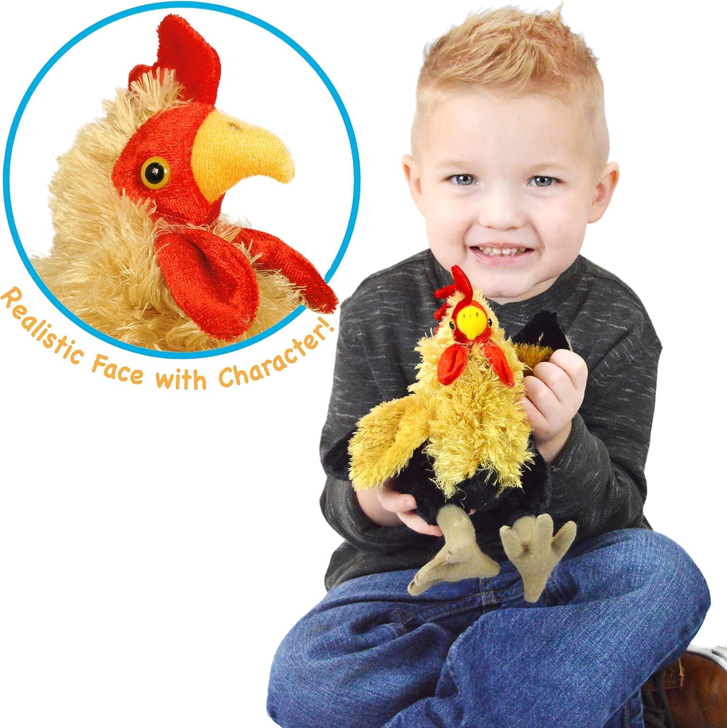 TigerHart Riley The Rooster - 7 Inch (Tail Measurement Not Included) Irish American Chicken Stuffed Animal Plush