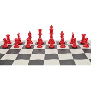 WE Games Color Bright Plastic Staunton Tournament Chess Pieces with 3.75 in. King - Half Chess Set of Chess Pieces Only, Red