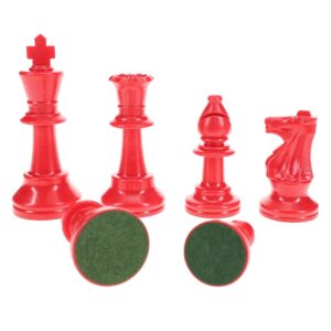 WE Games Color Bright Plastic Staunton Tournament Chess Pieces with 3.75 in. King - Half Chess Set of Chess Pieces Only, Red