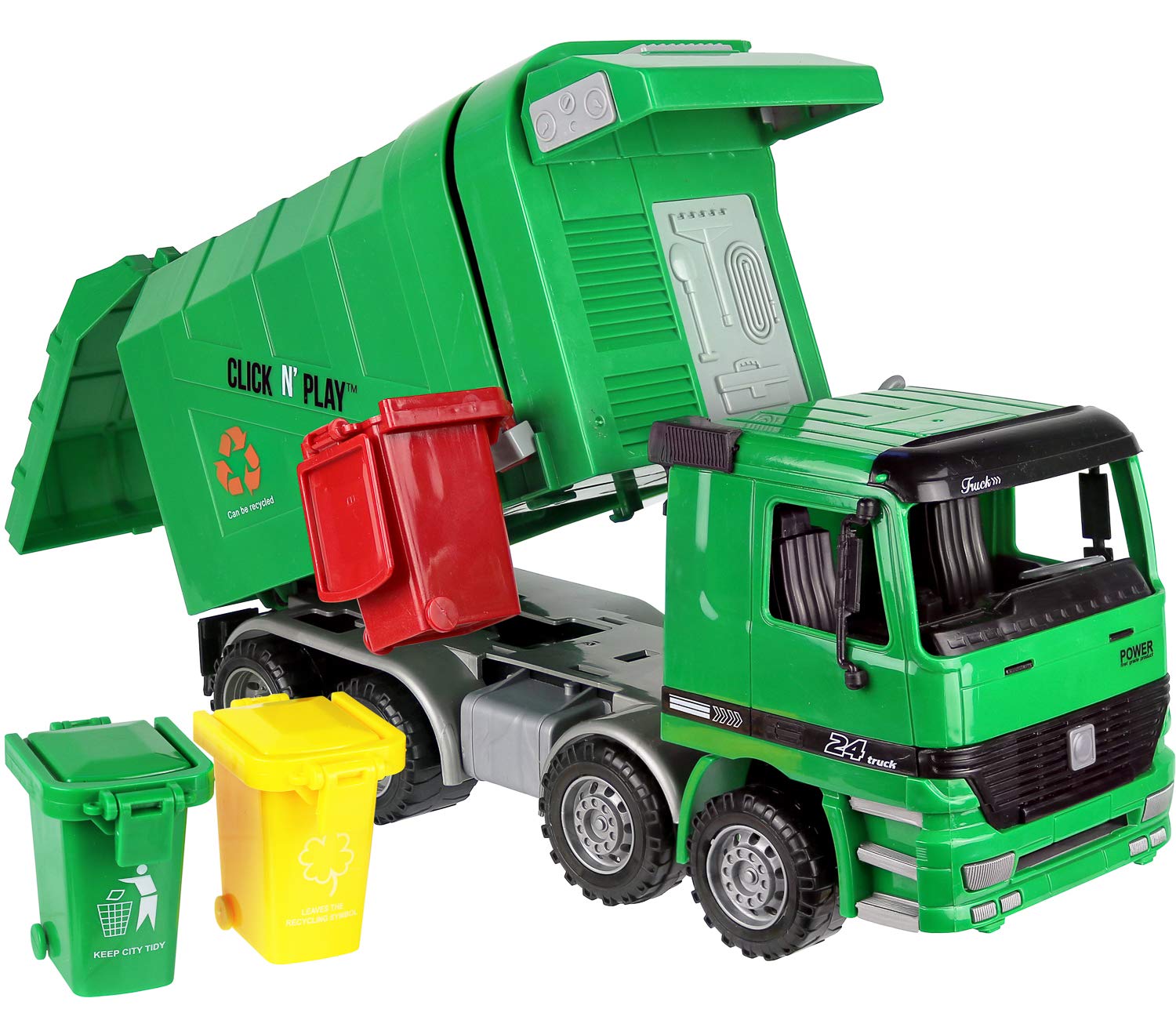 Click N' Play Friction-Powered Toy Truck, Green | Garbage Truck Toys, Trash Truck, Toy Car, Kid Toy, Toddler Toy, Farm Toys | Tonka-Inspired Dump Truck Toy | Big/Large Toy Trucks for Boys&Girls