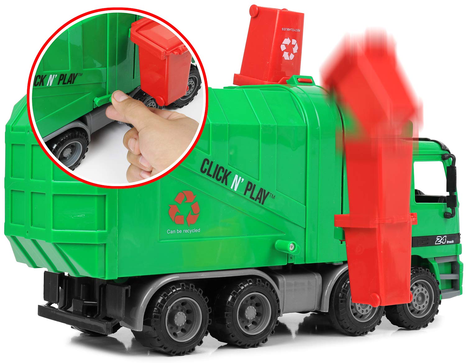 Click N' Play Friction-Powered Toy Truck, Green | Garbage Truck Toys, Trash Truck, Toy Car, Kid Toy, Toddler Toy, Farm Toys | Tonka-Inspired Dump Truck Toy | Big/Large Toy Trucks for Boys&Girls