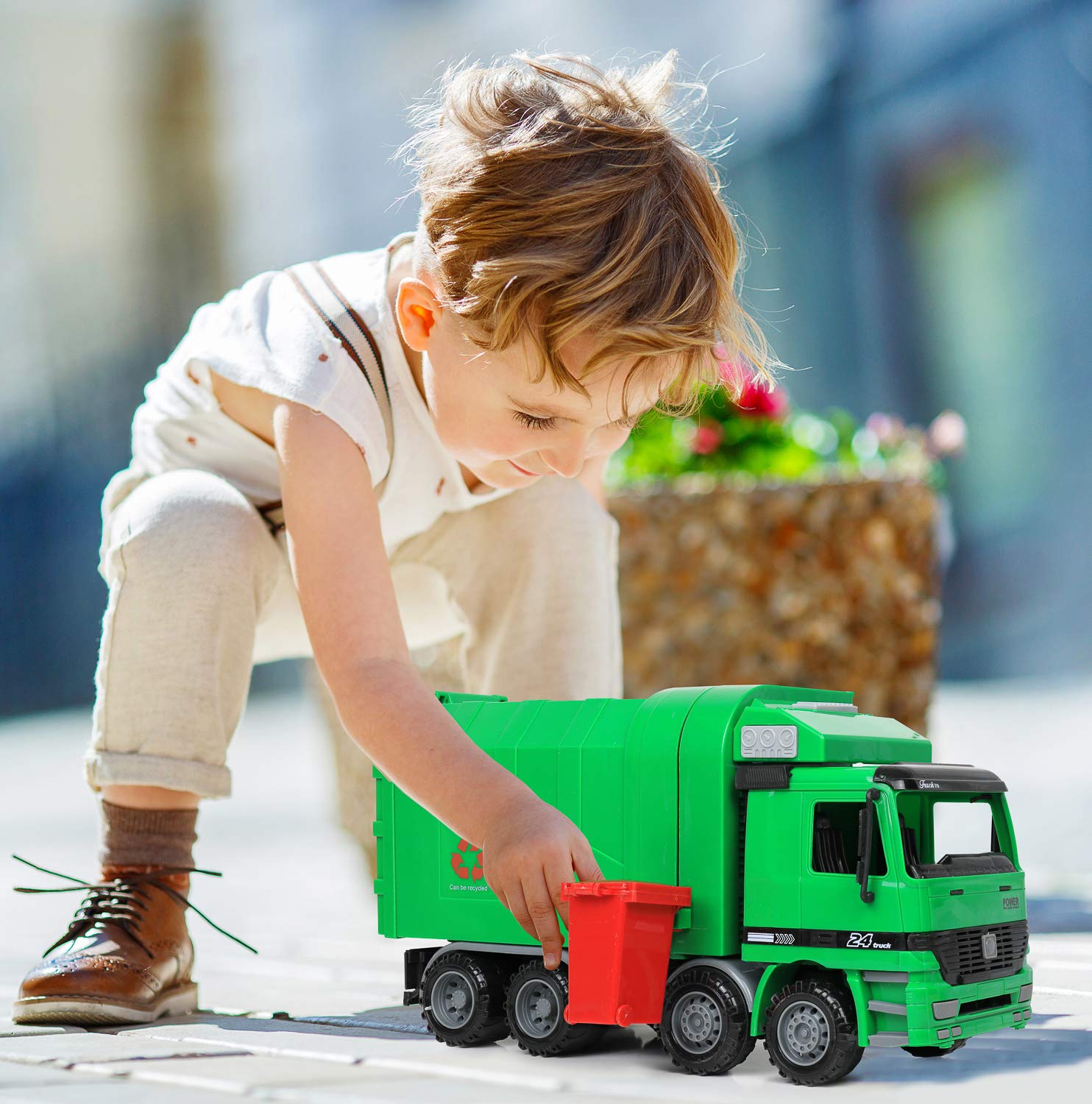 Click N' Play Friction-Powered Toy Truck, Green | Garbage Truck Toys, Trash Truck, Toy Car, Kid Toy, Toddler Toy, Farm Toys | Tonka-Inspired Dump Truck Toy | Big/Large Toy Trucks for Boys&Girls