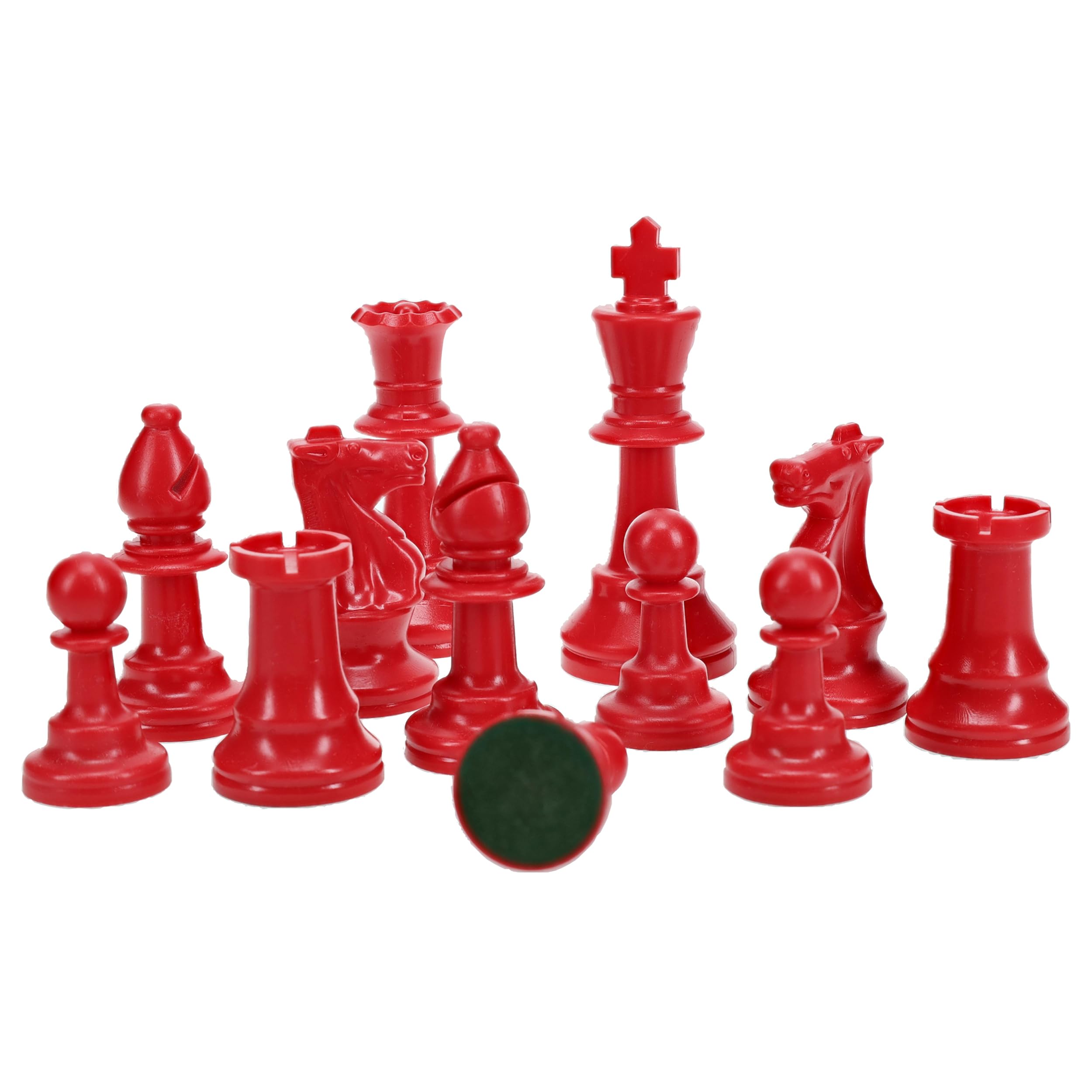 WE Games Color Bright Plastic Staunton Tournament Chess Pieces with 3.75 in. King - Half Chess Set of Chess Pieces Only, Red