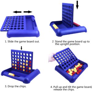 TANCH 4-IN-A-ROW Board Games Foldable Line up 4 Toys for Kids Blue