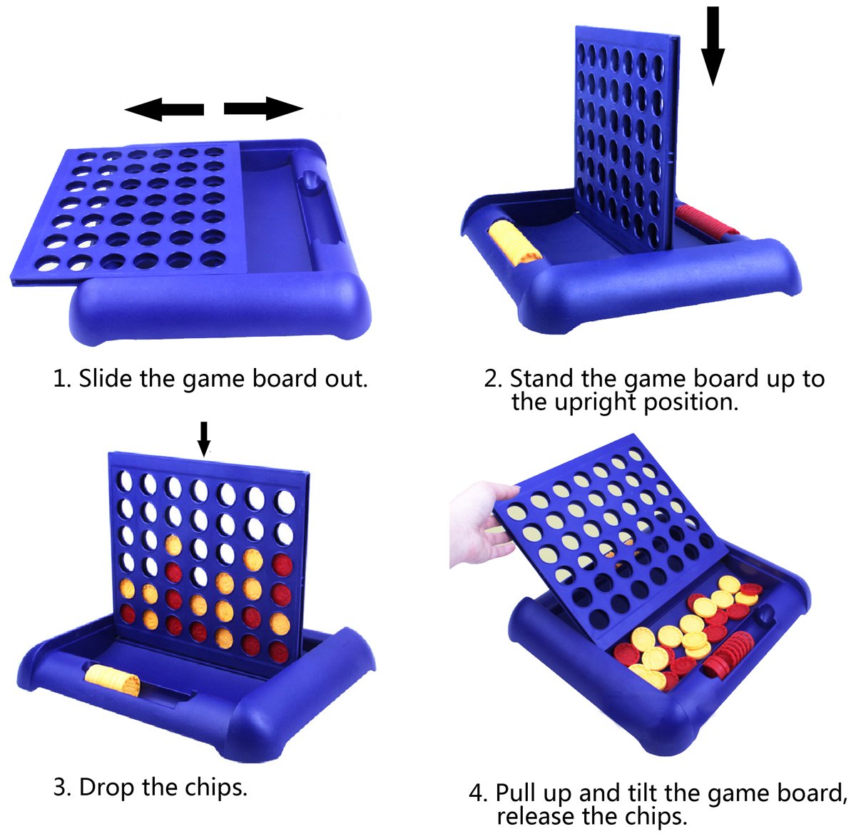 TANCH 4-IN-A-ROW Board Games Foldable Line up 4 Toys for Kids Blue