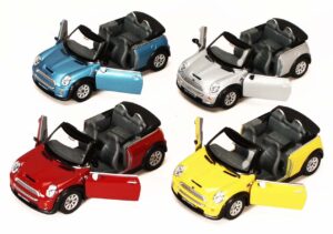 kinsmart mini cooper s convertible, set of 4 5089d - 1/28 scale diecast model toy cars