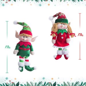 WEWILL Adorable Flexible Christmas Elves Plush Dolls -Set of 4 Party Xmas Tree Decoration Holiday Santa Characters Ornaments 12-Inch