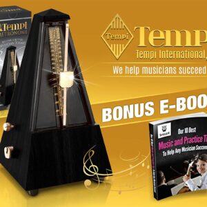 Tempi Mechanical Metronome for Musicians - 2 Year Warranty - Metronome for Piano/Guitar/Violin, Metronome Music for Adults and Kids (Molded White Grain Veneer)