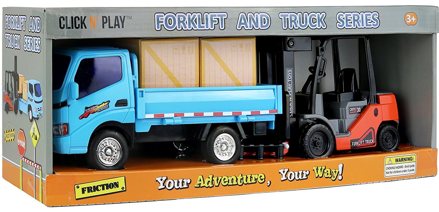 Click N' Play Forklift & Truck Play Set | Toy Truck Machines, Farm/Construction Toys, Dump Truck, Vehicle | Baby Boy Toys, Toddler Car, Toddler Toy Trucks, Little Boy Toys | Toy Car Gifts for Boys