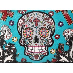 Sugar Skull Purse with Concealed Carry Pocket Day of The Dead Handbag, Teal