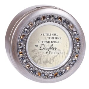 cottage garden friend today daughter forever brushed silver round jeweled music box plays tune wonderful world